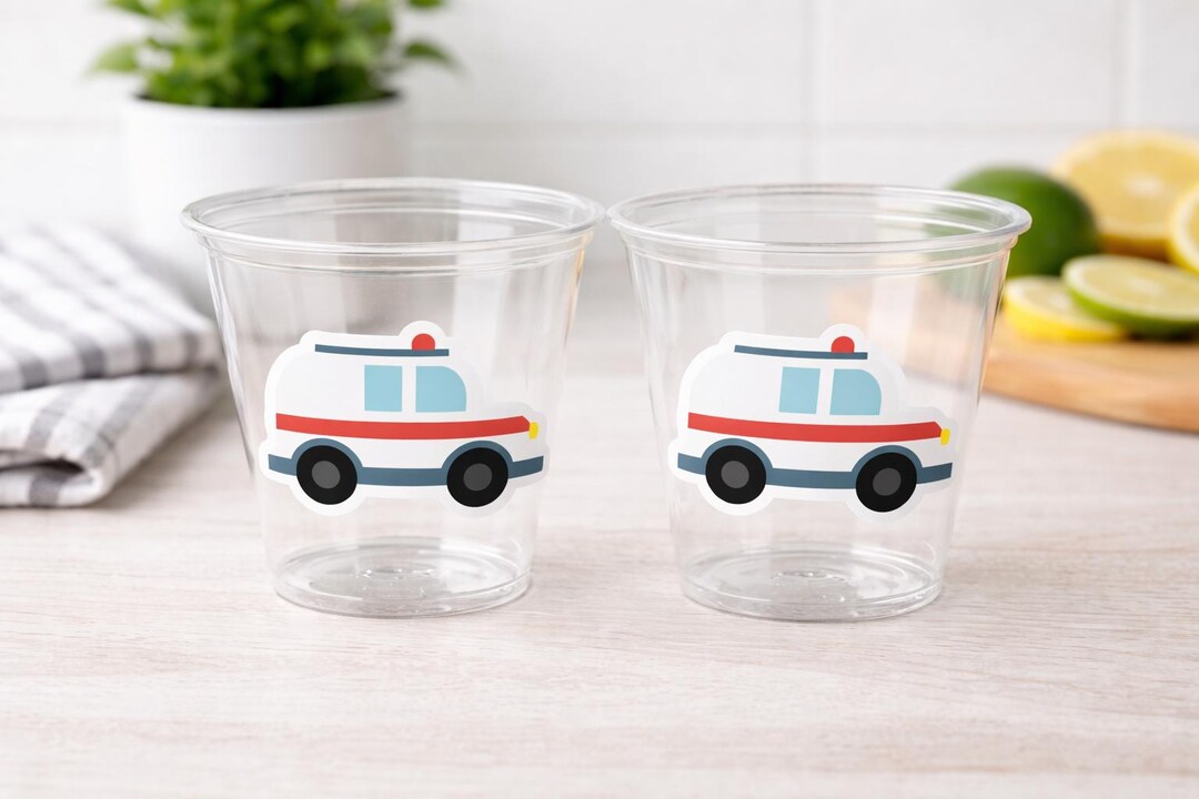 AMBULANCE PARTY CUPS - Emergency Vehicles Birthday Party Decorations ...