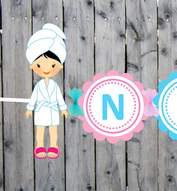 Items similar to Spa Birthday Banner - Spa Party Birthday Banner - 3D ...