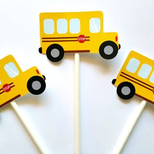 School Bus Cupcake Toppers School Bus Birthday School Bus Party School ...