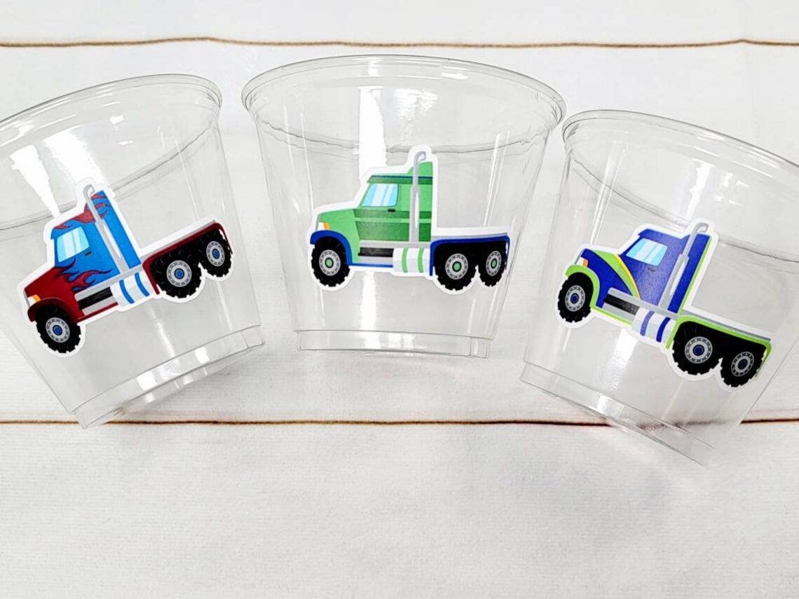 SEMI TRUCK PARTY Cups - Semi Truck Treat Cups Semi Truck Birthday Semi ...