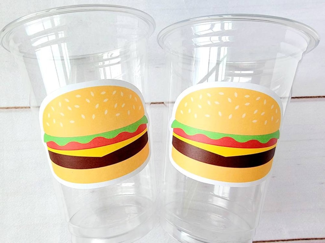 HAMBURGER PARTY Cups - Hamburger Birthday Party Hamburger Party ...