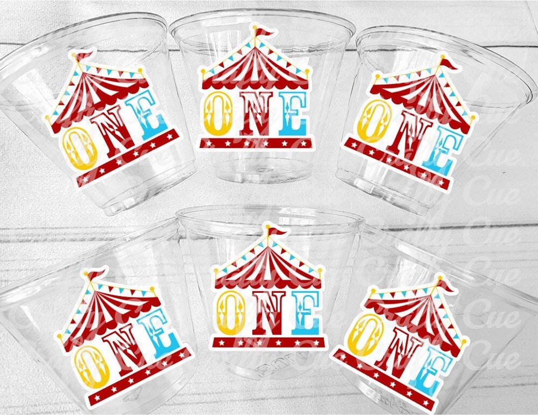 CIRCUS PARTY CUPS - Circus 1st Birthday Cups Circus One Party Favors ...