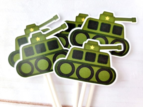 Army Cupcake Toppers - Military Cupcake Toppers - Army Tank Cupcake ...