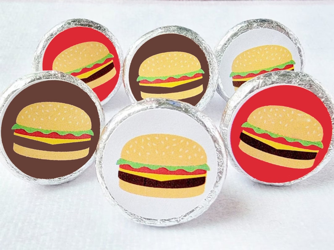 180 Hamburger Party Stickers Hamburger Birthday Stickers Hamburger ...