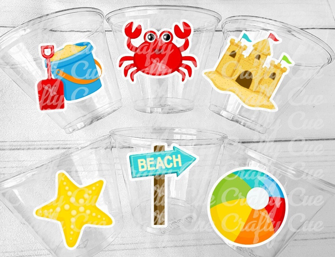 BEACH PARTY CUPS - Beach Cups Beach Birthday Cups Beach Party Favors ...
