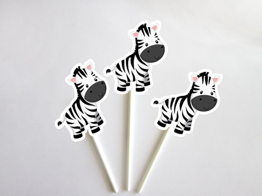 Zebra Cupcake Toppers Jungle Cupcake Toppers - Etsy