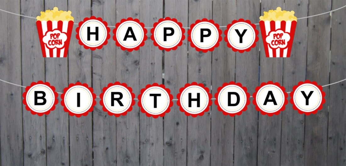 Movie Party Garland Movie Party Banner Popcorn Banner - Etsy