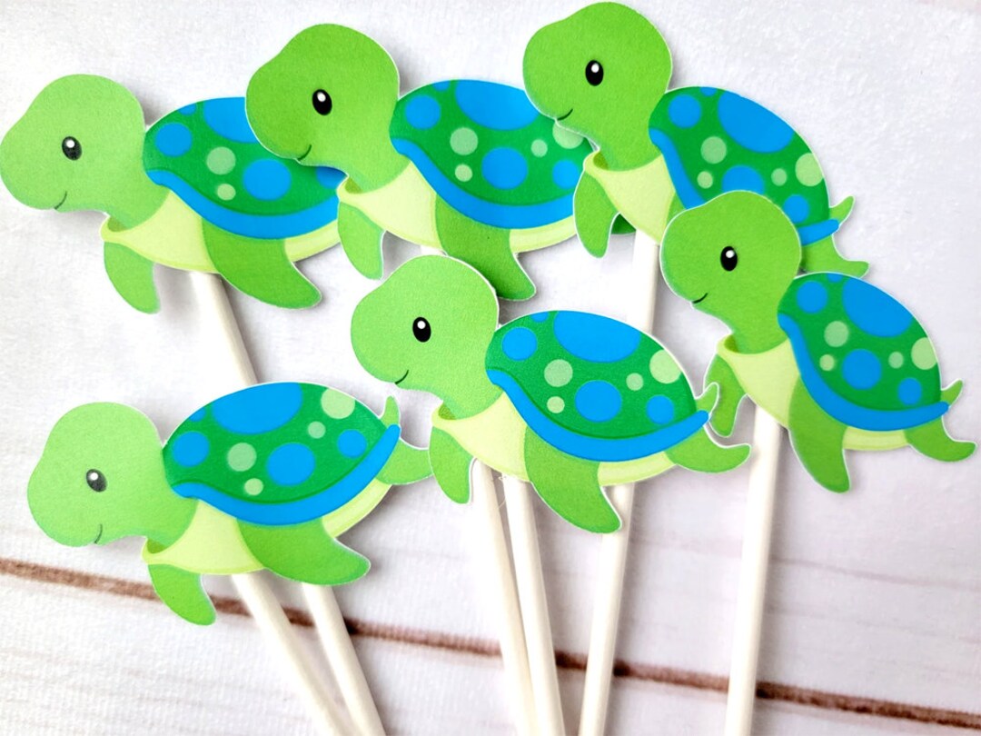 Turtle Cupcake Toppers - Turtle Birthday - Turtle Baby Shower - Under ...