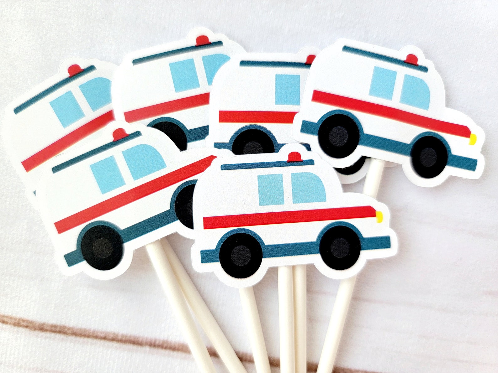 Ambulance Cupcake Toppers Ambulance Cupcake Picks Cupcake - Etsy