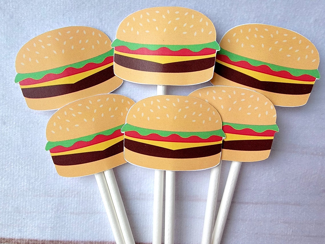 Hamburger Cupcake Toppers Barbecue Cupcake Fast Food Cupcake - Etsy