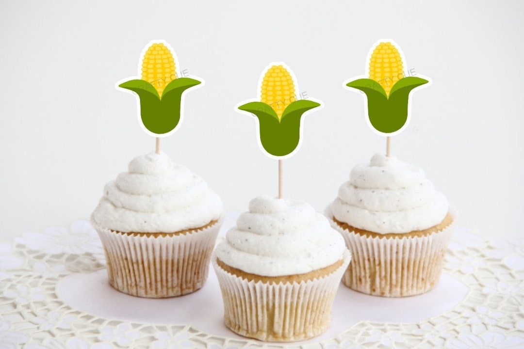 Corn Cupcake Toppers Corn Birthday Corn Party Decorations Fall Party ...