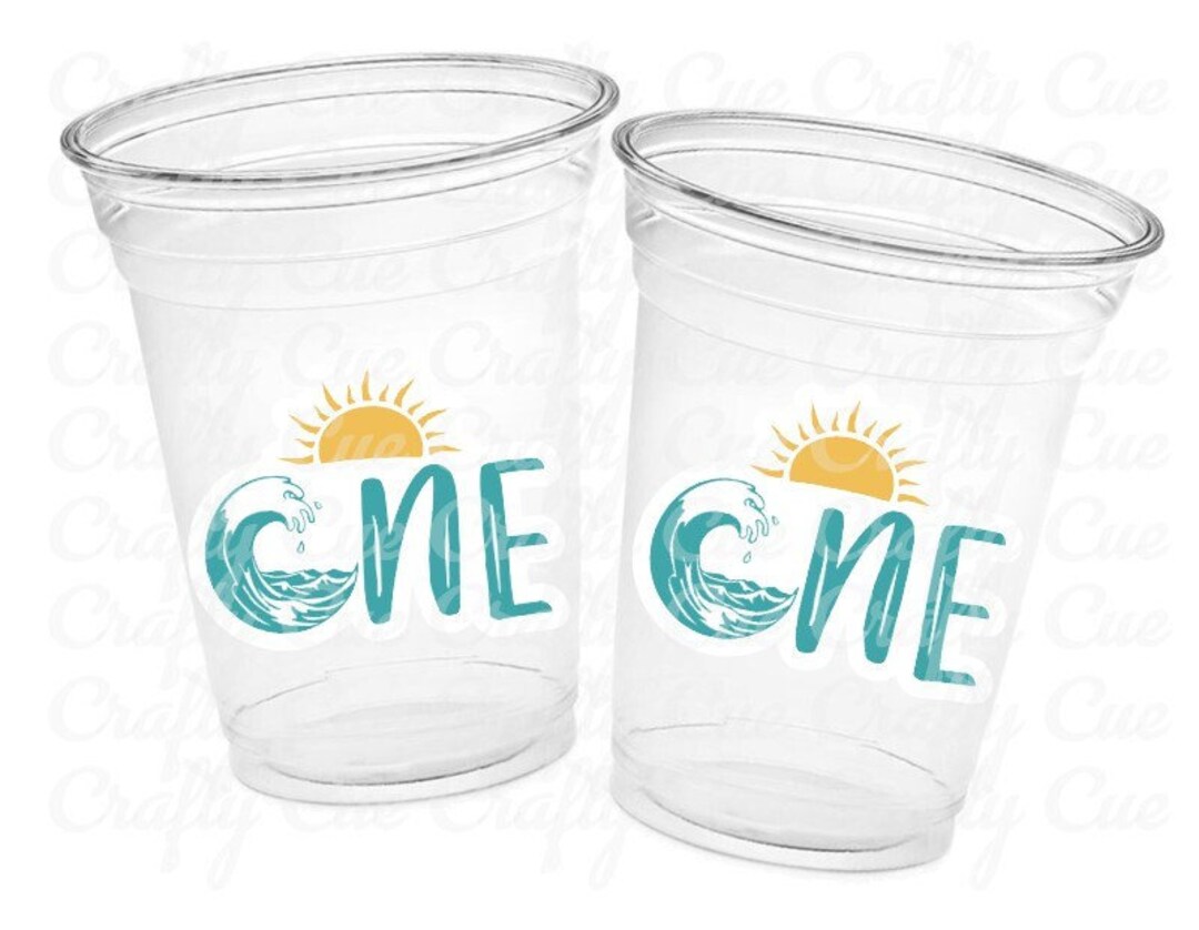Surf Birthday Cups, the Big One Cups, 1st Birthday Party Cups, Surf ...