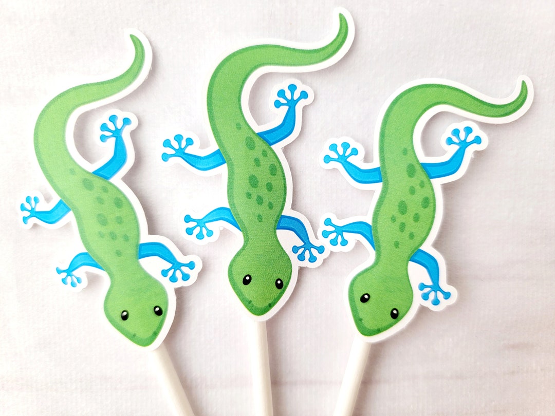 Lizard Cupcake Toppers, Reptile Cupcake Toppers, Lizard Party, Lizard ...