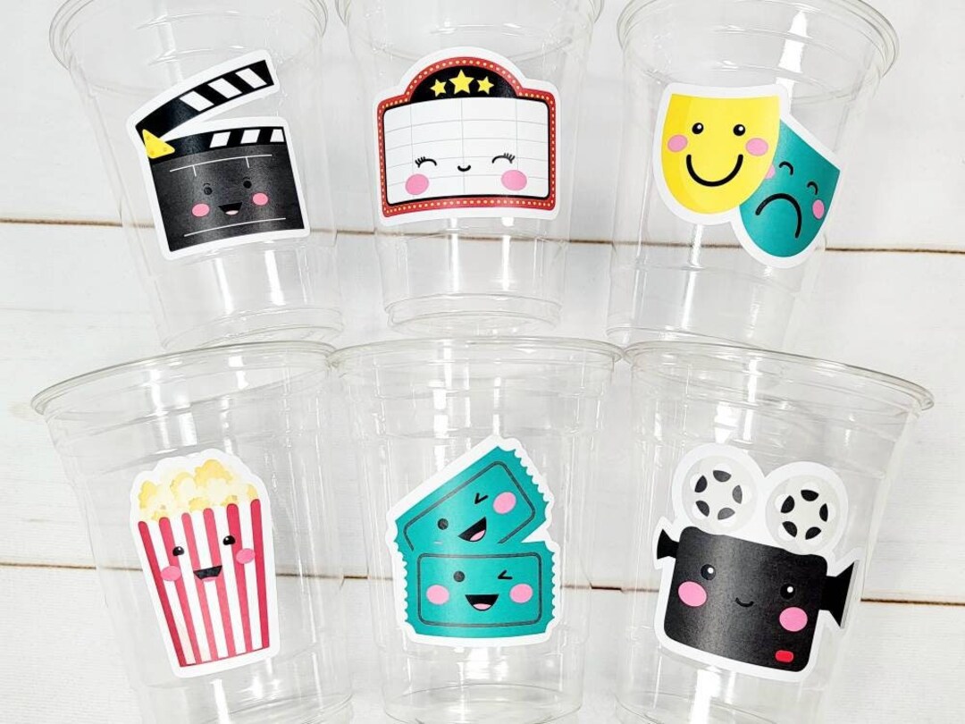 POPCORN PARTY CUPS Popcorn Birthday Party Cups Movie Party Favors ...