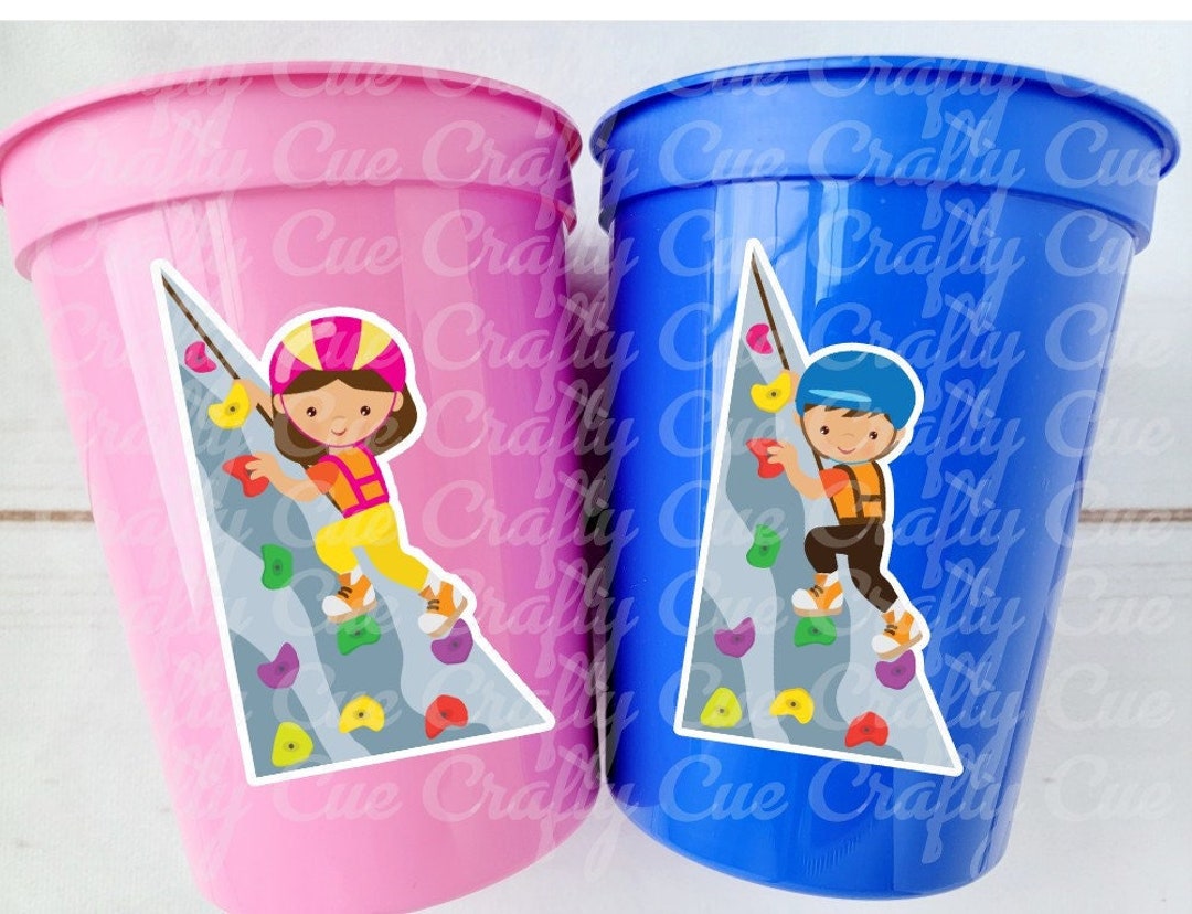 ROCK CLIMBING PARTY Cups -rock Climbing Birthday Cups Rock Climber Cups ...