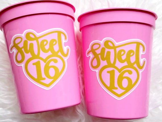 SWEET 16 PARTY Cups Reuseable Sweet Sixteen Party Cups Sweet | Etsy