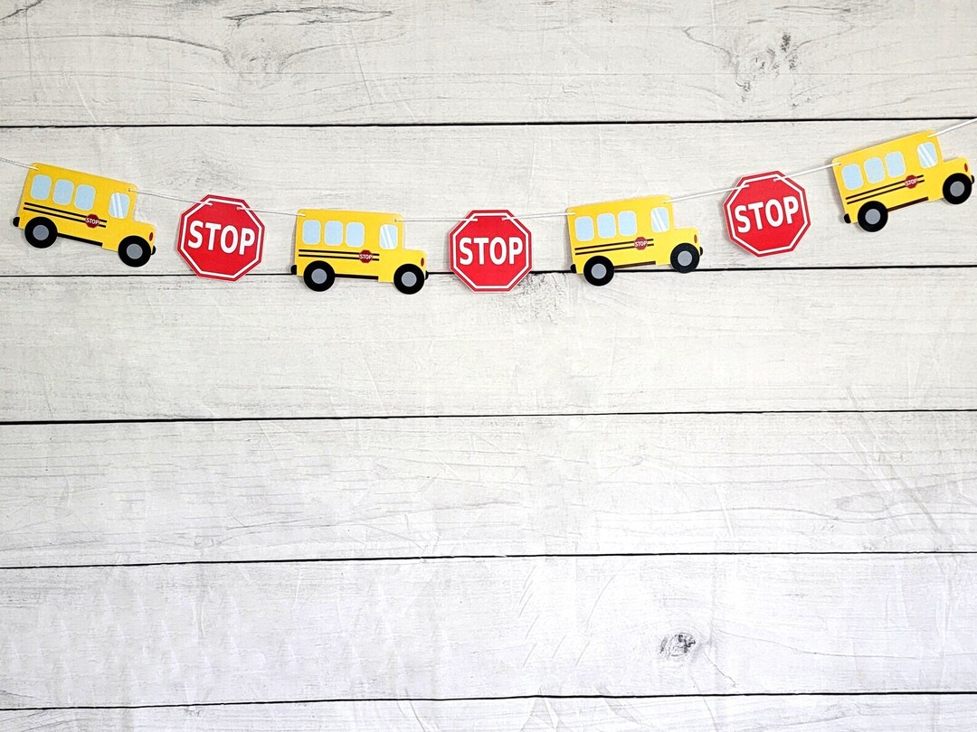 School Bus Garland, School Bus Banner, School Bus Birthday, School Bus ...