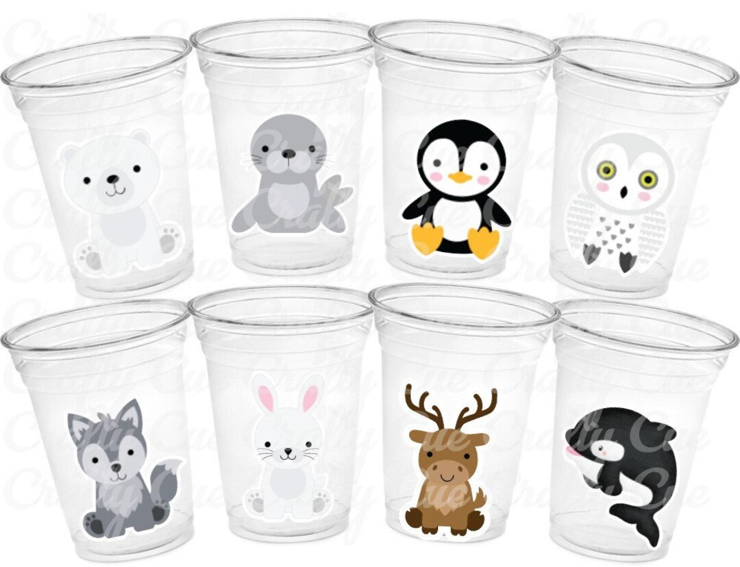WINTER ARCTIC ANIMAL Party Cups - Disposable Winter Animal Cups Winter ...