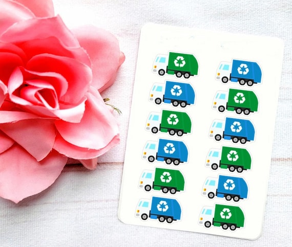 SMALL Garbage Truck Stickers Recycle Truck Stickers Garbage Truck Favor ...