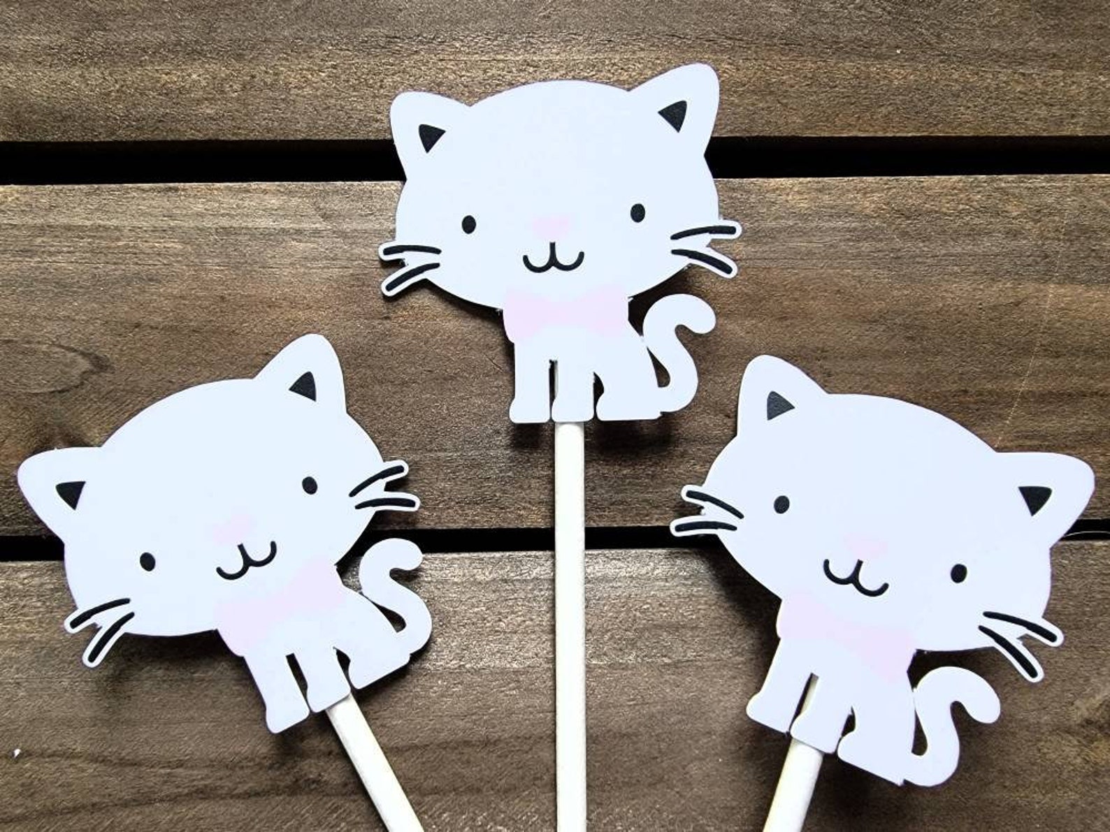 Cat Cupcake Toppers Kitty Cat Cupcake Toppers White Cat - Etsy
