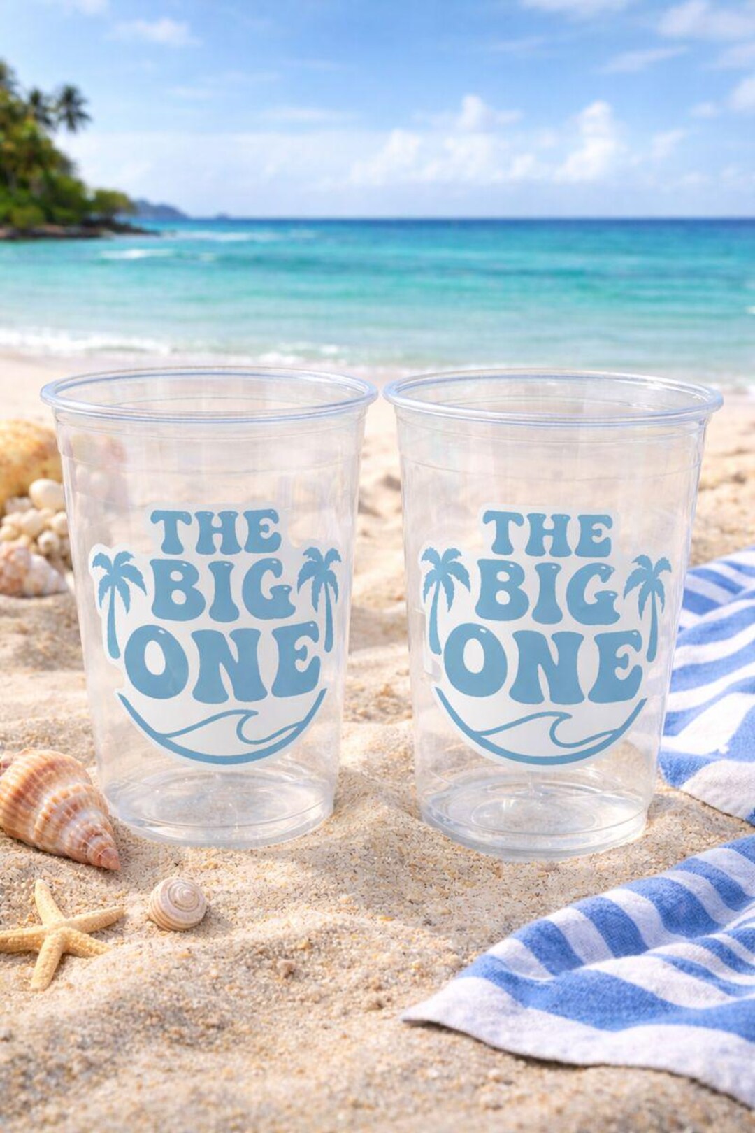 Surf Birthday Cups, the Big One Cups, 1st Birthday Party Cups, Surf ...
