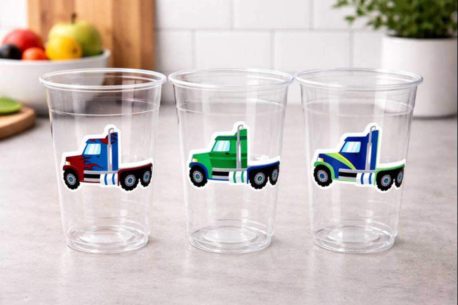 SEMI TRUCK PARTY Cups - Semi Truck Treat Cups Semi Truck Birthday Semi ...