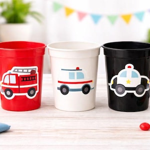 EMERGENCY VEHICLES PARTY Cups - Emergency Vehicles Birthday Party ...