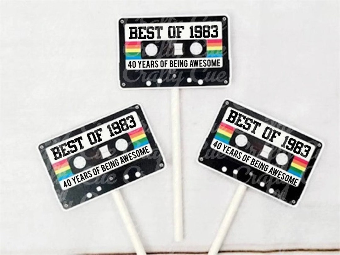 Cassette Tape Cupcake Toppers 40th Party Cupcake Toppers Best Etsy