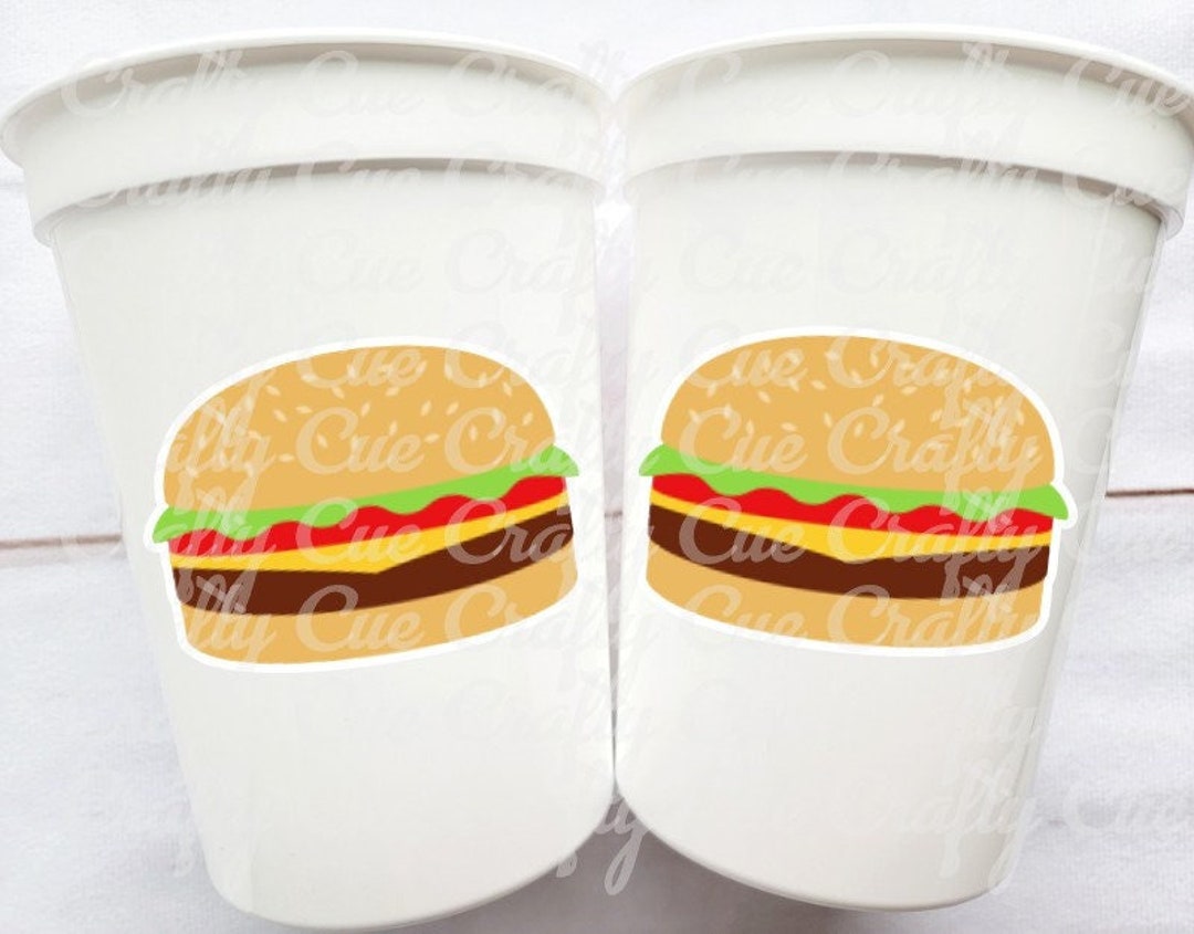 HAMBURGER PARTY Cups Hamburger Birthday Party Hamburger - Etsy