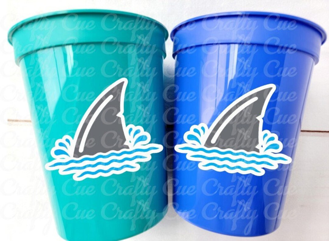 SHARK FIN PARTY Cups Shark Fin Cups Shark Birthday Cups Shark Birthday ...