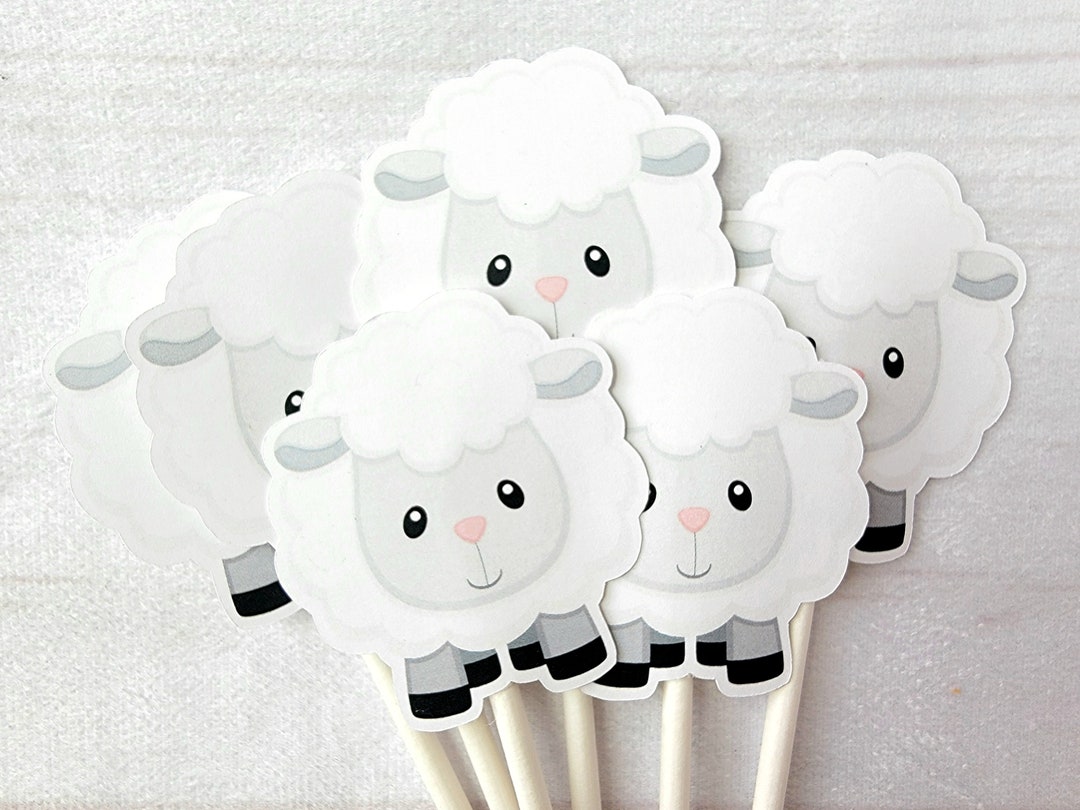 Sheep Cupcake Toppers, Sheep Cupcake Picks, Farm Animal Cupcake Toppers ...
