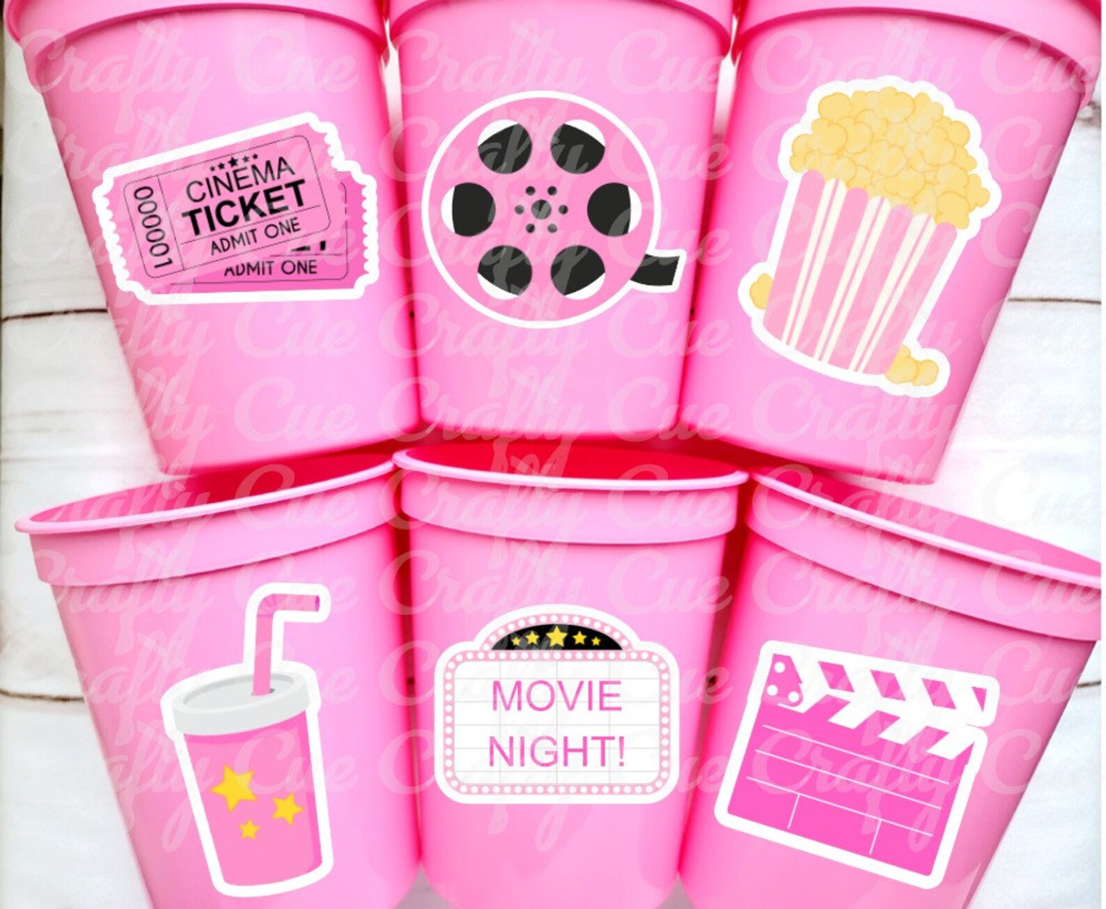 MOVIE PARTY CUPS Popcorn Birthday Party Cups Movie Party - Etsy