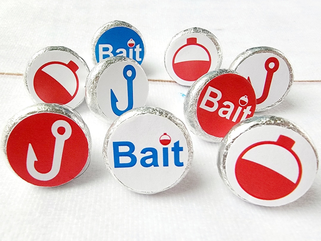 180 - Fishing Party Stickers Fishing Birthday Party Favors Bait Candy ...