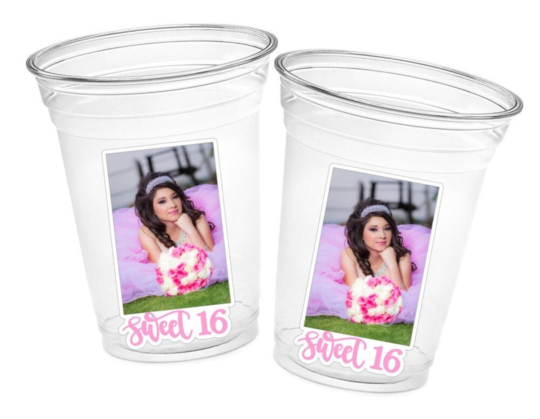 Custom Sweet 16 Cups Custom Plastic Cups Personalized Photo Sweet 16 ...