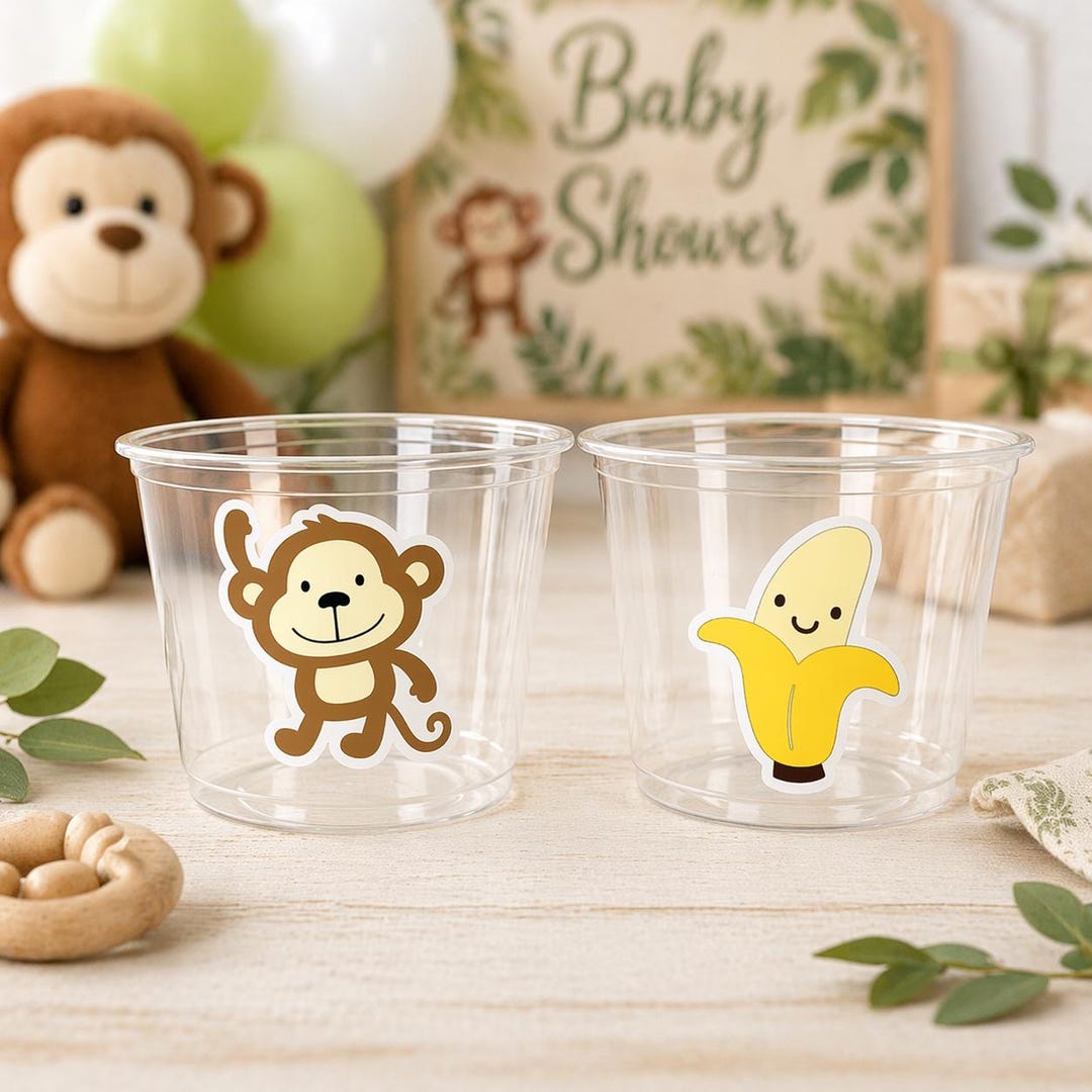 MONKEY PARTY CUPS - Monkey Birthday Cups, Monkey Party Cups Monkey Baby ...