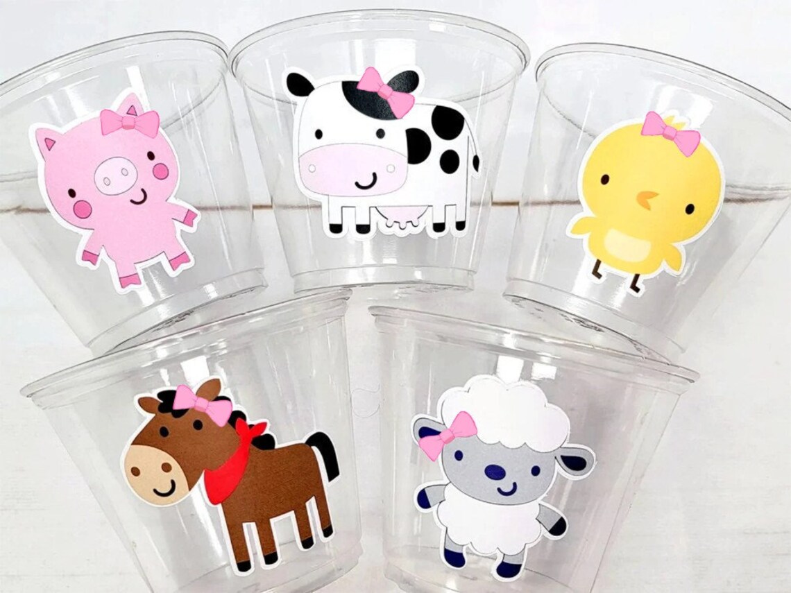 GIRL FARM PARTY Cups - Girl Farm Cups Farm Animal Cups Farm First ...