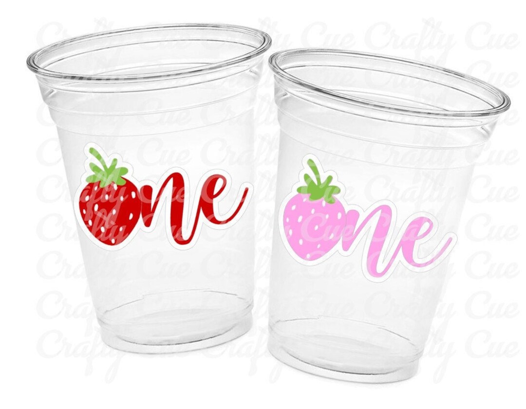 STRAWBERRY PARTY CUPS Strawberry Birthday Cups Strawberry Cups First ...