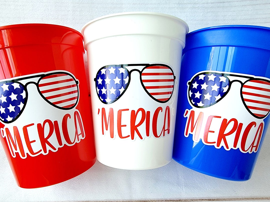 4th of July Party Cups July 4th Sunglasses Cups USA Party Cups 'merica ...