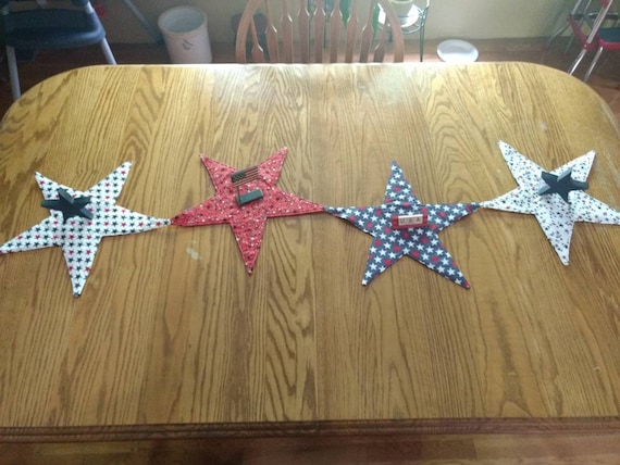 Red white and blue star table runner | Etsy