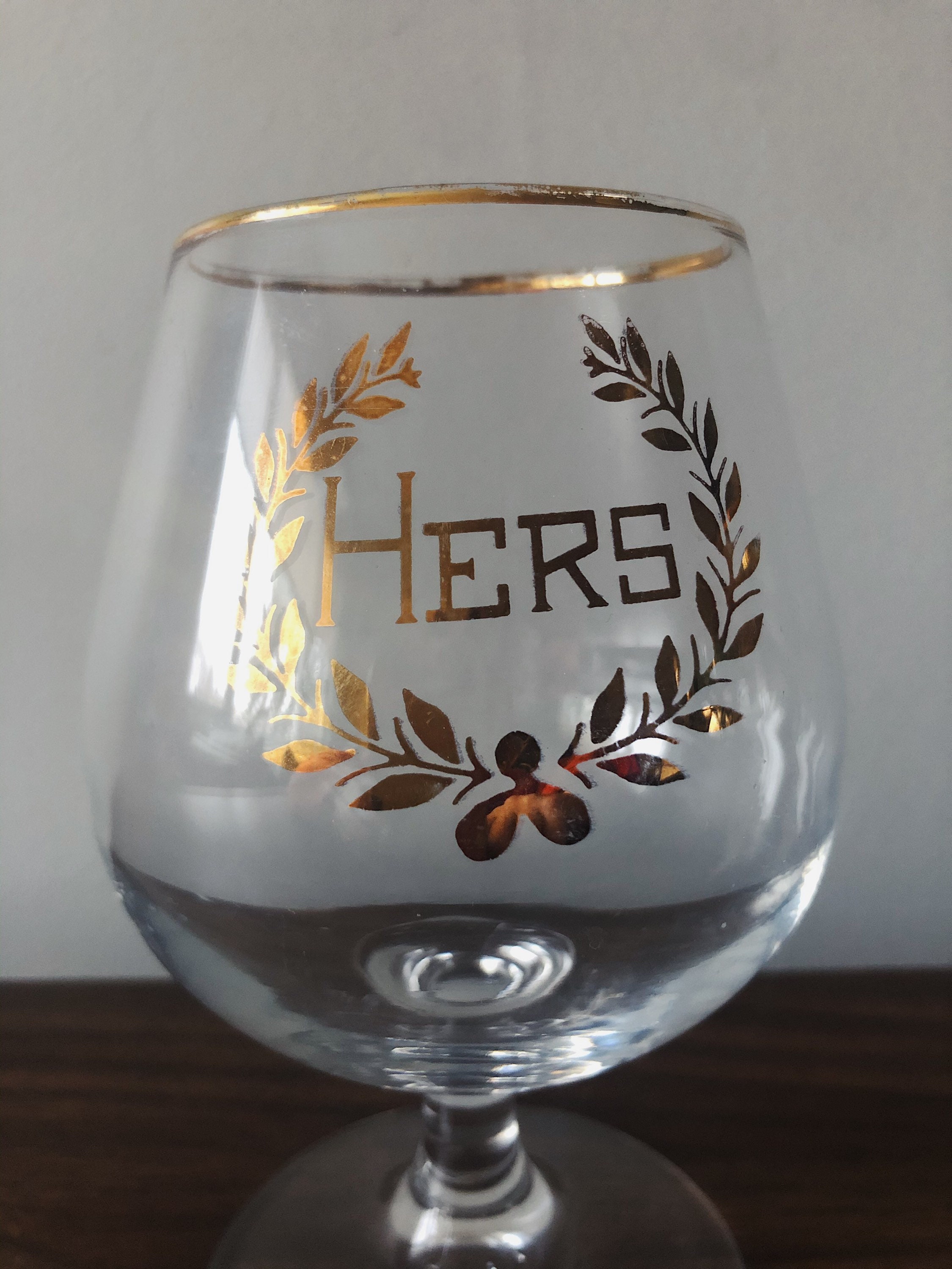 His and Hers Glass Snifters // Vintage Pair of Wine Brandy - Etsy