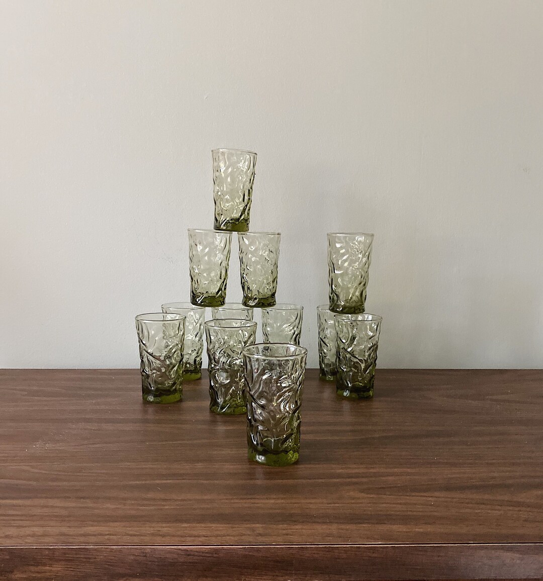 Anchor Hocking Crinkle Glass Tumblers // Vintage 1970s Glassware // Set ...