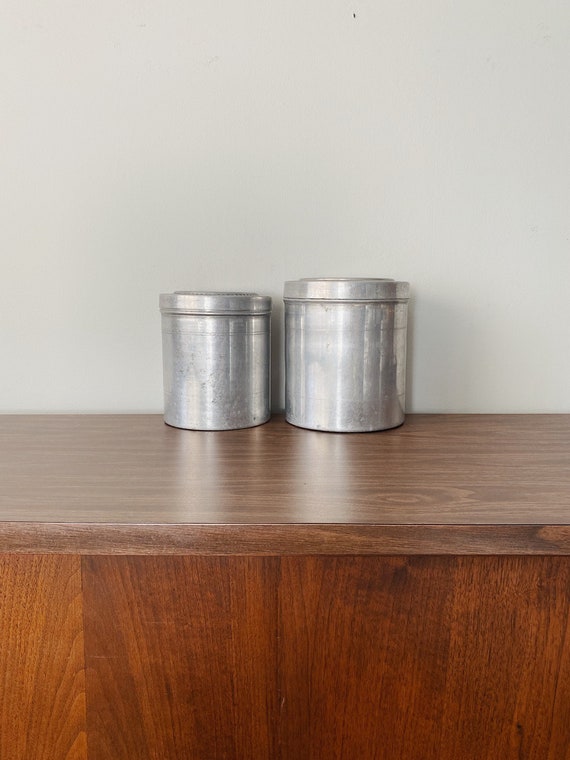Pair of Rustic Antique Metal Canisters // Set of Two Vintage | Etsy