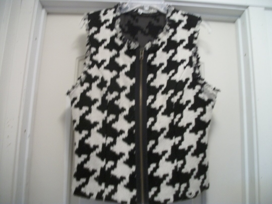 Retro 90s LONDON LOOK 60s Thick Wooly Carpet Like HOUNDSTOOTH Zipup ...