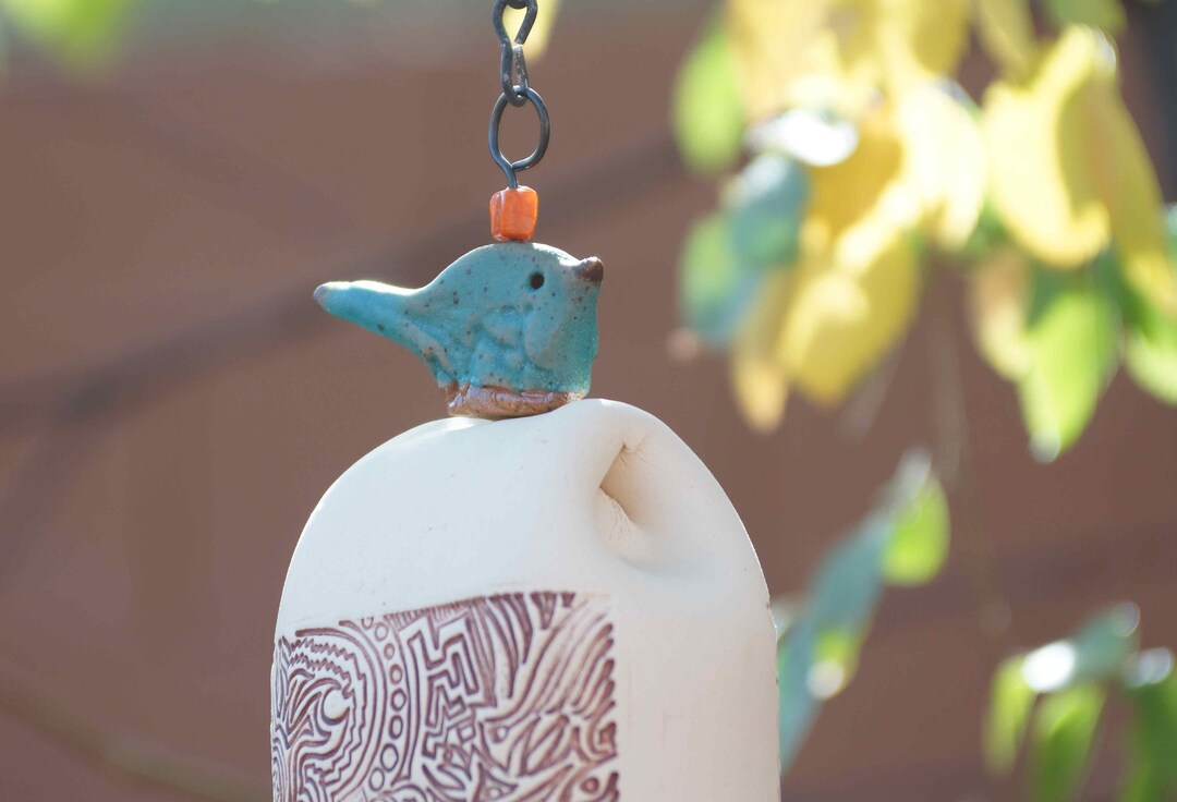 Unique Gift for Him | Handmade Ceramic Wind Chime With Blue Bird ...