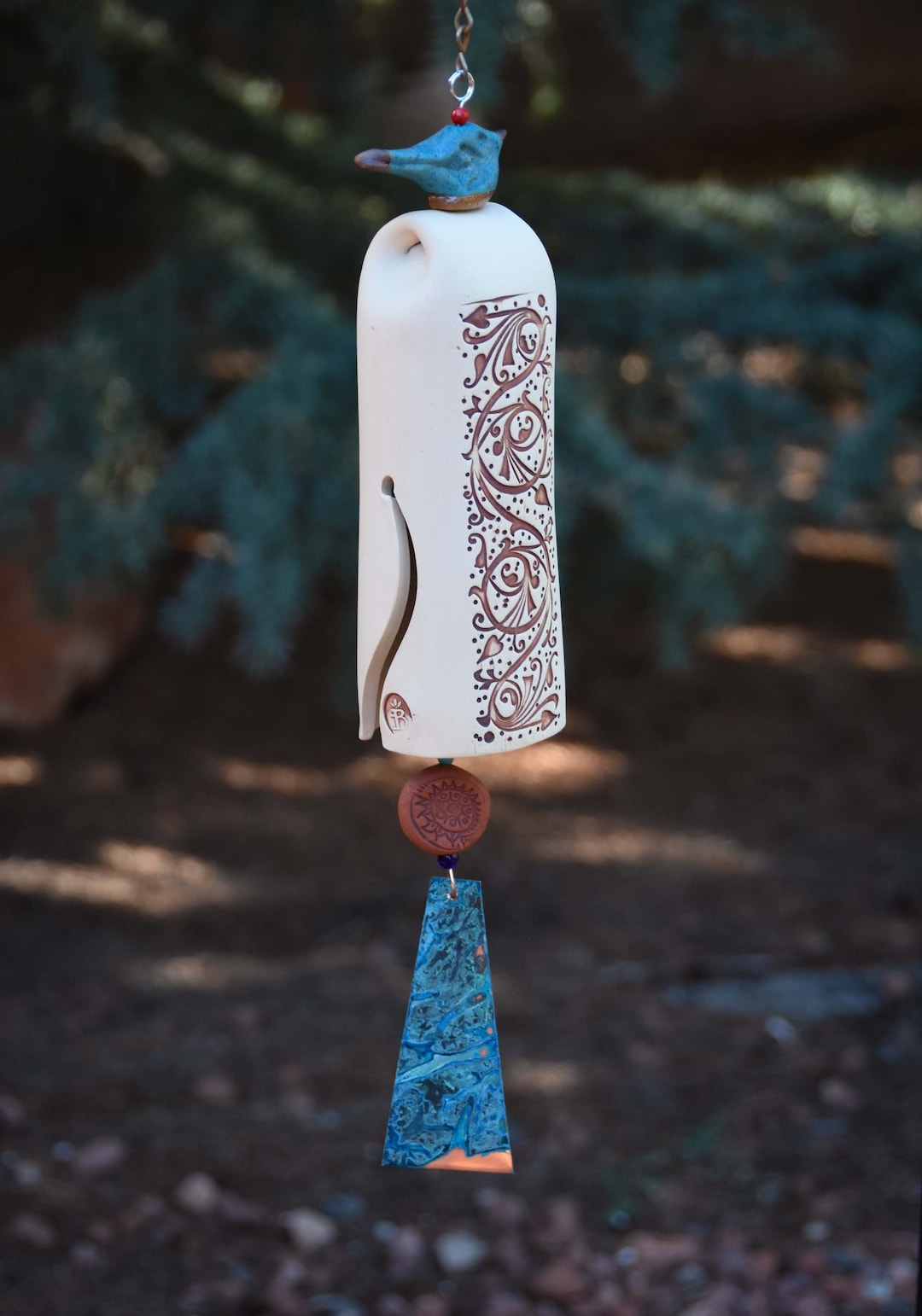 Bohemian Wind Chime | Boho Spring Decor Handmade Ceramic Art | Unique ...