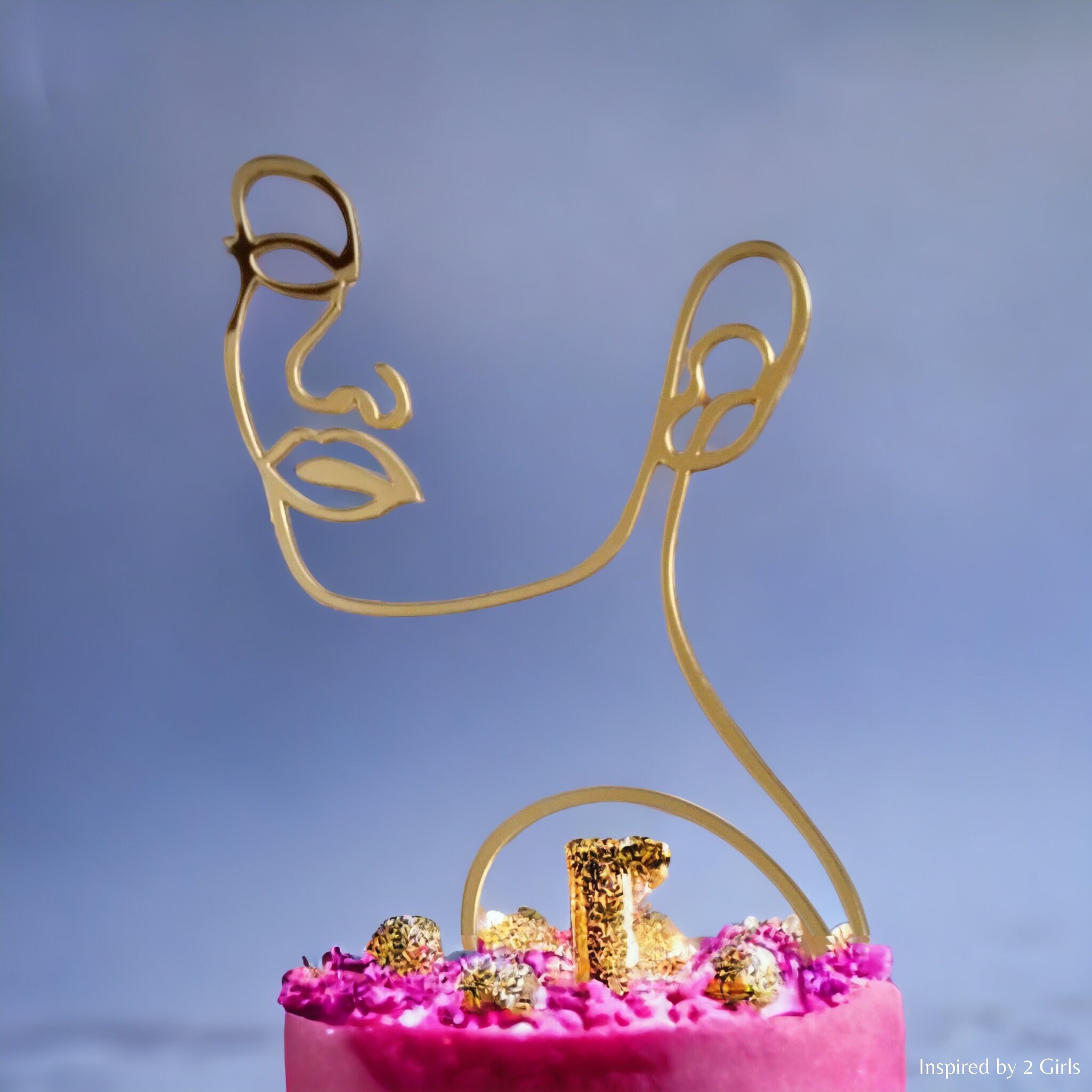 Acrylic Cake Topper Birthday Line Art Feminine Profile Women Topper - Etsy