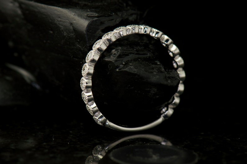 Ruth Diamond Wedding Band in White Gold Round Brilliant | Etsy