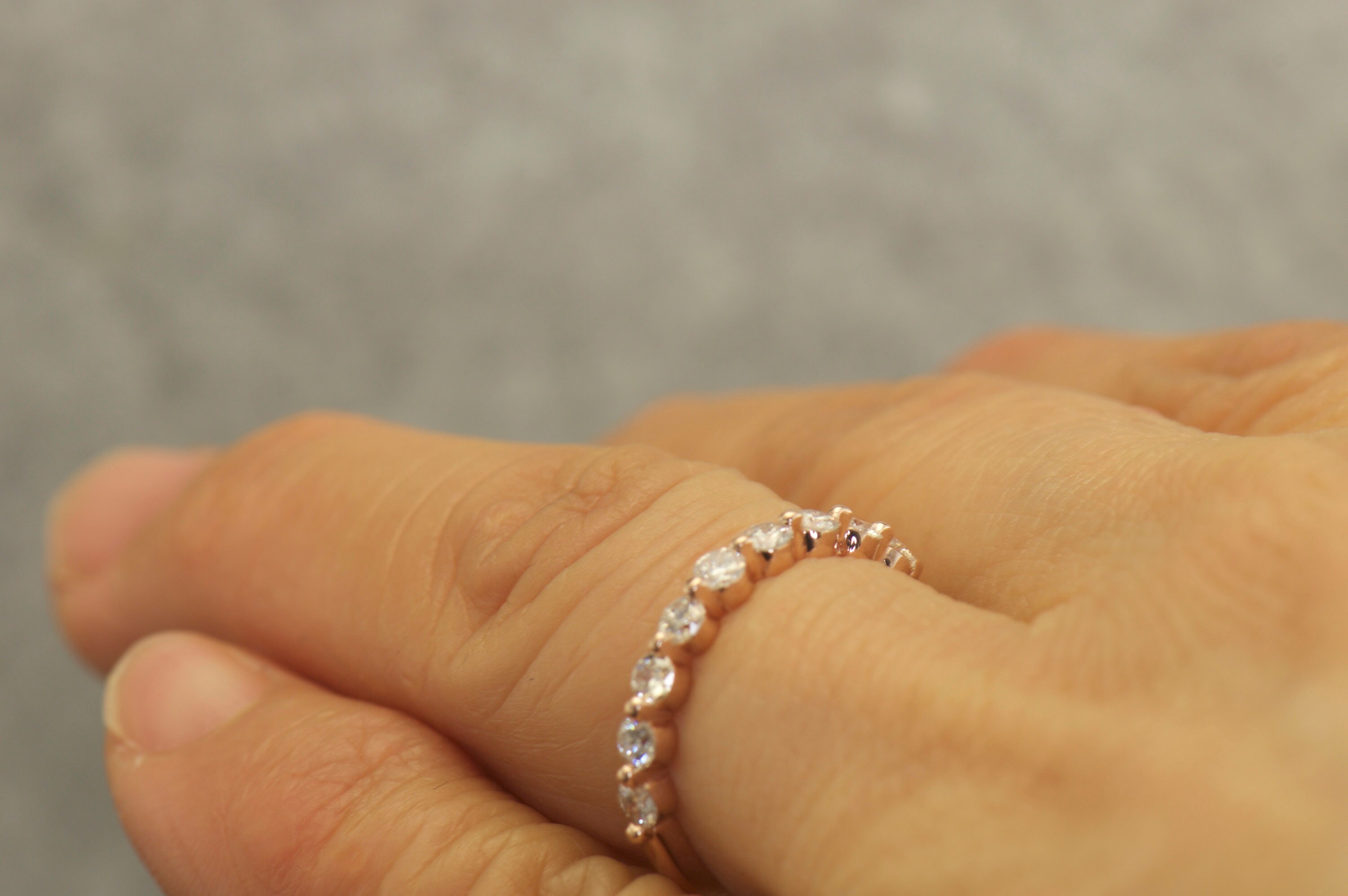 Floating Diamond Band in 14k Rose Gold 1/2 Eternity 9-stone | Etsy