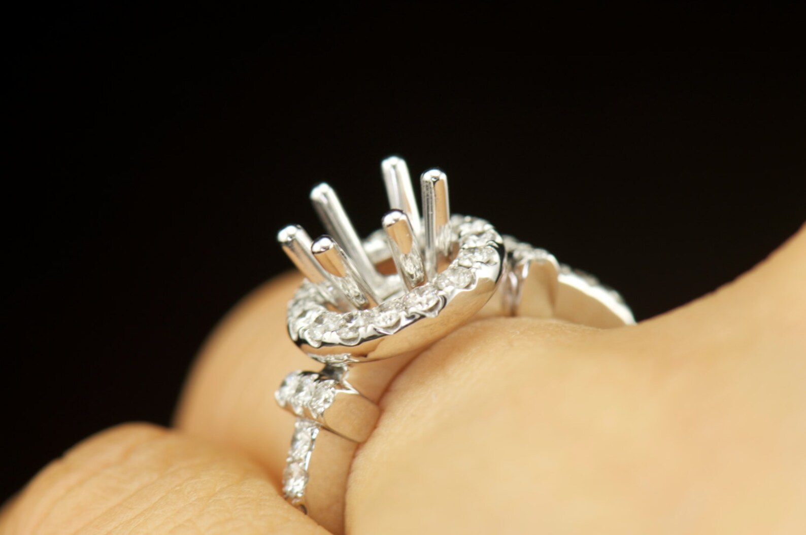 Jillian Diamond Halo Engagement Ring Semi-mount for 6-6.5mm - Etsy