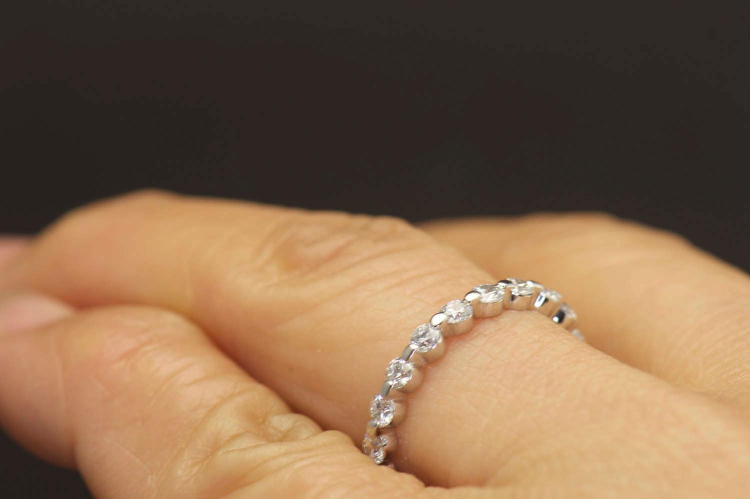 Floating Diamond Band in 14k White Gold 3/4 Eternity Single - Etsy